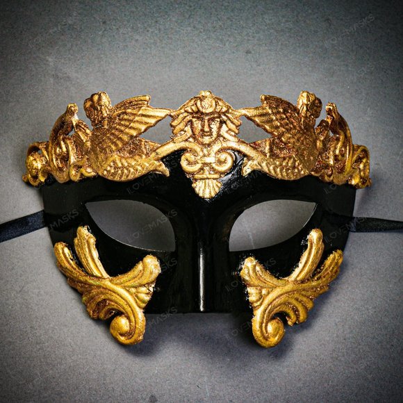 ILOVEMASKS | Accessories | Roman Greek Emperor Warrior Glossy Black ...